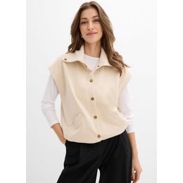 bonprix Weste aus bequemen Scuba, beige, Gr.48/50 (XL), Scuba Weste mit Knopfleiste sowie zwei Leistentaschen vorne. Verstellbarer Saum, aus Viskose