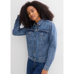 bonprix Jeansjacke mit Flechtdetail, blau, Gr.38, Jeansjacke mit Flechtdetail, 100% Baumwolle