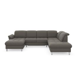 Sit & More Wohnlandschaft SIT & MORE "Maggiore U-Form", braun (schlamm), B:312cm T:224cm, 95% Polyester, 5% Polyamid, Sofas, Wohnlandschaft, wahlweise mit Kopfteilverstellung, Bettfunktion und Stauraum