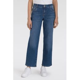 Bequeme Jeans MAC "Gracia", Damen, Gr. 42, L&auml;nge 32, blau (medium blau authentic use), Denim/Jeans, Obermaterial: 91% Baumwolle, 7% Elastomultiester, 2% Elasthan, comfort fit kn&ouml;chellang, Jeans, Passform feminine fit