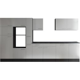K&uuml;chenzeile respekta "Oliver", k&uuml;che: wei&szlig;, front: wei&szlig;, korpus: grau matt, arbeitsplatte: granit optik, B:370cm H:205cm T:60cm, Komplettk&uuml;chen-Sets, K&uuml;chenzeile, Breite 370 cm, 90 cm Arbeitsh&ouml;he, in exklusiver Konfiguration f&uuml;r OTTO