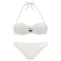 JETTE Set: B&uuml;gel-Bandeau-Bikini 'Mirella' wei&szlig; Gr. 40 Cup C. Mit Zierschnallen. Mit B&uuml;gel Und Mit Seitlichen St&auml;bchen