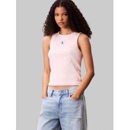 Tanktop Calvin Klein Jeans "A - WVN LBL 2X2 CTTN", Damen, Gr. L (42), cloud pink, Jersey, Obermaterial: 95% Baumwolle, 5% Elasthan, regular fit normal, Rundhals, Tops Tanktop, Mit Rundhalsausschnitt