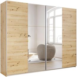 Schwebet&uuml;renschrank Rauch "Kleiderschrank Dreht&uuml;renschrank Schrank Garderobe KRONACH TOPSELLER", braun (eiche artisan, griffleisten alu, 2 spiegel), B:261cm H:210cm T:59cm, Holzwerkstoff, Schr&auml;nke, Schwebet&uuml;renschrank, optional ohne, mit 1 oder 2 Spiegel, viel Stauraum MADE IN GERMANY