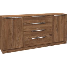 borchardt M&ouml;bel Kommode BORCHARDT M&Ouml;BEL "Oliva, Kommode mit Metallgriffen", braun (eichefarben vintage), B:166cm H:78cm T:35cm, Holzwerkstoff, Sideboards, Kommode, mit 4 Schubk&auml;sten
