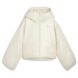 Winterjacke Puma "Wardrobe Essentials Shiny Wattierte Kapuzenjacke Damen", Damen, Gr. XL, alpine snow wei&szlig;, Obermaterial: 100% Polyester. Futter: 100% Polyester. F&uuml;llung: 100% Polyester. Seitentasche &ndash; Oben: 100% Polyester. Seitentasche &ndash; Unten: 100% Polyester, Jacken Winterjacke