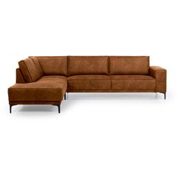 Ecksofa OTTO HOME "OLAND L-Form, B: 289 cm, Skandi-Design", braun (cognac), B:289cm H:85cm T:210cm, Struktur weich (100% Polyester);Luxus-Microfaser (100% Polyester);Webstoff (100% Polyester), Sofas, Ecksofa, Struktur, Flachgewebe, Luxus-Microfaser, Boucle