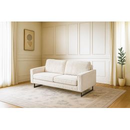 2-Sitzer Home Affaire "Pinto, 166 cm, Cord, Chenille, Lederoptik", beige (cream), B:166cm H:85cm T:97cm, 92% Polyester, 8% Nylon, Sofas, mit Keder, schwarze Metallf&uuml;&szlig;e, Wellenunterfederung