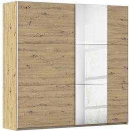 Schwebet&uuml;renschrank Rauch "Kleiderschrank Dreht&uuml;renschrank Schrank Garderobe KRONACH TOPSELLER", braun (eiche artisan, griffleisten alu, 1 spiegel), B:218cm H:210cm T:59cm, Holzwerkstoff, Schr&auml;nke, Schwebet&uuml;renschrank, optional ohne, mit 1 oder 2 Spiegel, viel Stauraum MADE IN GERMANY