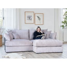 Ecksofa Home Affaire "Casa XL L-Form, Breite 190 cm", beige, B:190cm T:187cm, 100% Polyester, Sofas, Ecksofa, Mega-Sofa, Cord oder Chenille-Struktur w&auml;hlbar, mit Federkern