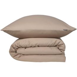 Bettw&auml;sche Schiesser "Ella seidenmattes Premiumbettw&auml;scheset aus feinstem Baumwollsatin", braun (cappuccino), B/L: 135cm x 200cm, 1 Stk., 1 Stk., Satin, B/L: 80cm x 80cm, 2 Stk., Satin, Obermaterial: 100% Baumwolle, Bettw&auml;sche, Bettw&auml;sche, Made in Green
