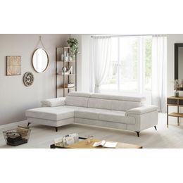 Ecksofa COTTA "Astra L-Form, B: 300 cm", cream, B:300cm T:169cm, 95% Polyester (PES) 5%Polyamid (PA), Sofas, Ecksofa, mit Kopfteilverstellung, optional Bettfunktion & Bettkasten