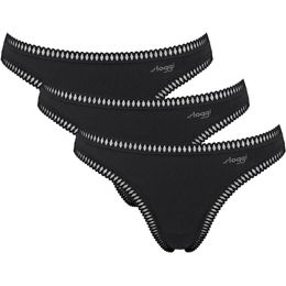 Sloggi Damen String "GO Crush String C3P", Gr. XLschwarz, Single Jersey, Obermaterial: 95% Baumwolle, 5% Elasthan, Unterhosen, mit Spitzendetails