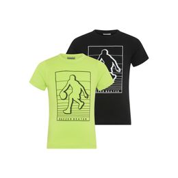 T-Shirt Kidsworld "2er Pack T-Shirts Basketball", Jungen, Gr. 104/110, schwarz, gr&uuml;n, Single Jersey, Obermaterial: 100% Baumwolle, bedruckt, Basic, Rundhals, Shirts T-Shirt, sportlicher Stil, Kurzarm, bedruckt, aus Baumwolle