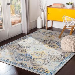 Teppich LIVABLISS "CUZCO", blau, B:120cm H:11mm L:170cm, Kunstfaser, Teppiche, Teppich, Orient-Optik, Vintage Design, Boho Stil, Kurzflor, Wohnzimmer