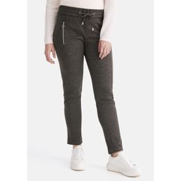 Jogg Pants STOOKER WOMEN "Berlin Print Easy Fit Jeans", Damen, Gr. 36, L&auml;nge 29, braun (braun structure), Stoff, 73% Polyester, 25% Baumwolle, 2% Elasthan, gerade, unten schmal lang, Jeans, Tapered Fit Casual Stretch Mit Gummibund f&uuml;r Damen
