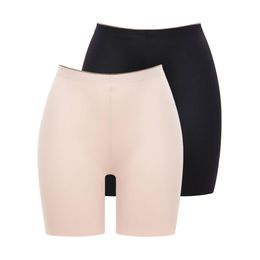 Miederhose Conturelle "2er Pack Langbein Miederhose Soft Touch", Damen, Gr. 36, bunt (sand schwarz), Obermaterial: 58% Polyamid PA. 42% Elasthan EL., Unterhosen