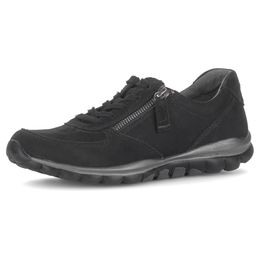 Keilsneaker Gabor Rollingsoft, Damen, Gr. 37, schwarz, Nubukleder, unifarben, Schuhe Sneaker, Freizeitschuh, Halbschuh, Schn&uuml;rschuh mit Logo an der Ferse