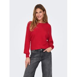 Strickpullover Only "ONLADALINE L/S SHORT PULLO KNT NOOS", Damen, Gr. L, goji berry, Strick, Obermaterial: 80% Viskose, 20% Nylon, unifarben, regular fit normal, U-Boot-Ausschnitt, Rippstrickb&uuml;ndchen, Pullover Strickpullover, Viskosemischung, regular fit