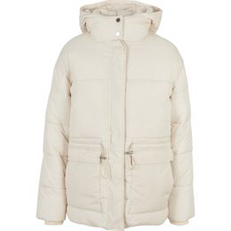 Winterjacke Urban Classics "Urban Classics Damen Ladies Waisted Puffer Jacket", Damen, Gr. L, sandwei&szlig;, 100% Polyamid, unifarben, oversize, ohne Ausschnitt, Jacken Winterjacke