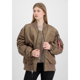 Bomberjacke Alpha Industries "CWU MA-1 Bomber NC Women", Damen, Gr. L/XL, grau (taupe), Obermaterial: 100% Nylon, Lining/F&uuml;llung: 100% Polyester, Jacken Bomberjacke