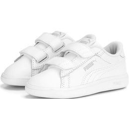 Sneaker Puma "SMASH 3.0 L V INF", Damen, Gr. 22, wei&szlig; (Puma wei&szlig;, cool light gray), Leder, Synthetik, Schuhe Sneaker, mit Klettverschluss, mit Gummilaufsohle, Innenmaterial aus Textil