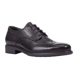 Schn&uuml;rschuh Geox "U DUBLIN B", Herren, Gr. 42, schwarz, Leder, gl&auml;nzend, Schuhe Schn&uuml;rschuh, Business Schuh, Anzugschuh mit Blockabsatz
