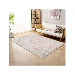 Mioli Kurzflor-Teppich in Creme/ Rot - 70% | Gr&ouml;&szlig;e 120x180 cm |