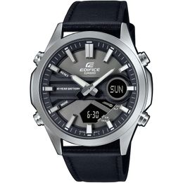 CASIO EDIFICE Herren CASIO EDIFICE Chronograph Quarzuhr, Armbanduhr, Herrenuhr, Lederarmband, analog, digital schwarz