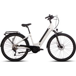 Saxonette Unisex SAXONETTE &raquo;Premium Sport (Wave)&laquo; 10 Gang Kettenschaltung Mittelmotor 250 W Pedelec, Elektrofahrrad f&uuml;r Damen u. Herren wei&szlig;