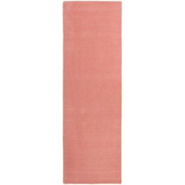 CarpetFine Wollteppich &raquo;Gabbeh Lola Uni&laquo; rechteckig 14 mm H&ouml;he mit nat&uuml;rlichem Pflanzenmaterial von Hand gewebt, auch in Rund rosa Wolle
