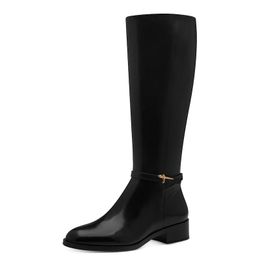 Tamaris Damen Stiefel Blockabsatz, Langschaftstiefel mit T-Logoelement 39, Normalschaft