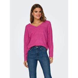 Only Damen Only &raquo;ONLRICA LIFE L/S V-NECK PULLO KNT NOOS&laquo; Materialmix, regular fit pink XS
