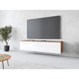 Home Affaire Lowboard &raquo;LOWBOARD D, wahlweise mit oder ohne Beleuchtung&laquo; modernes TV-Board ohne Griffe, mit viel Stauraum,stehend und h&auml;ngend wei&szlig;