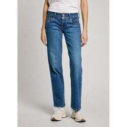 Pepe Jeans Damen &raquo;STRAIGHT JEANS LW&laquo; mit doppeltem Knopfverschluss blau 30, L&auml;nge 32