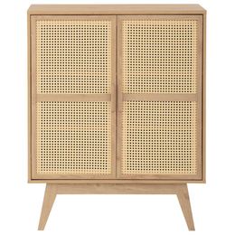 OTTO home Kommode &raquo;Bridget Highboard&laquo; Kommode, feste und verstellbare Einlegeb&ouml;den, Breite 87cm, H&ouml;he 110cm braun Geflecht Rattan, MDF, Massivholz, 