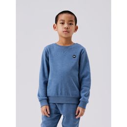name it Jungen Sweatshirt &raquo;NKMVIMO f&uuml;r Jungen mit B&uuml;ndchen und klassischer Form&laquo;, unifarben, casual, regular fit, Baumwollmischung, Rundhals blau 116