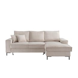 Livetastic Ecksofa, Beige, Textil, Uni, 4-Sitzer, F&uuml;llung: Schaumstoff, L-Form, 240x150 cm, Liegefunktion, seitenverkehrt erh&auml;ltlich, Schlafen auf Sitzh&ouml;he, R&uuml;cken echt, Wohnzimmer, Sofas & Couches, Wohnlandschaften, Ecksofas