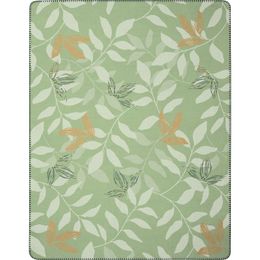 Biederlack Wohndecke &raquo;Wohndecke Greenery&laquo; im floralen Design gr&uuml;n Baumwolle, Polyacryl, Polyester