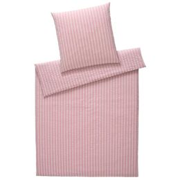 Elegante Bettw&auml;sche &raquo;Sandvig&laquo; 2 Stk. angenehmes Hautgef&uuml;hl rosa Seersucker, Obermaterial: 100% Baumwolle