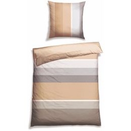 Schiesser Bettw&auml;sche &raquo;Endy Stripes aus weicher Baumwolle mit gro&szlig;en und kleinen Streifen&laquo; 2 Stk. Made in Green beige Renforc&eacute;, Obermaterial: 100% Baumwolle