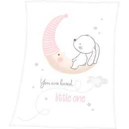 Baby Best Babydecke &raquo;Little Bunny&laquo; mit niedlichem H&auml;schendesign, Kuscheldecke rosa Polyester