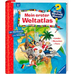 Ravensburger Kinderbuch &raquo;Wieso? Weshalb? Warum?, Mein erster Weltatlas&laquo; bunt Klare und liebevolle Bilder, kurze Sachtexte sowie handliche Klappen, die Bewegungen 