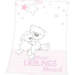 Baby Best Babydecke &raquo;Kleiner Lieblingsmensch&laquo; mit tollem Motiv und Schriftzug, Kuscheldecke rosa Polyester
