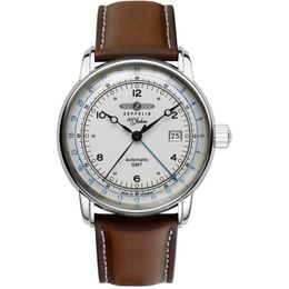 Zeppelin Herren Zeppelin Automatikuhr &raquo;100 Jahre, Automatic GMT&laquo; Armbanduhr, Herrenuhr, Datum, Made in Germany braun
