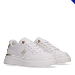 Tommy Hilfiger M&auml;dchen Sneaker Plateausneaker, Schn&uuml;rschuh mit Metallic Einsatz wei&szlig; 35