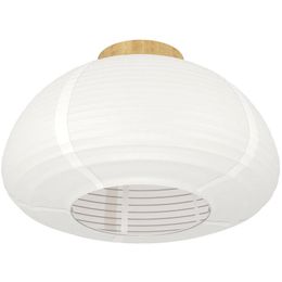 Eglo Deckenleuchte &raquo;Summerhill Deckenlampe 1-fach, Japan-Stil, Holz und Papier, Wei&szlig;, E27&laquo; E27 1 Stk. Wand-/Deckenleuchte - H24,5 x &Oslash;40 cm - braun - 