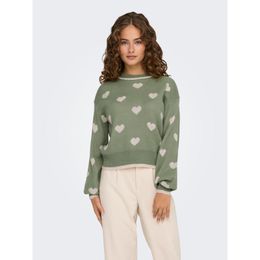 Jacqueline de Yong Jdy Damen JDY Rundhalspullover &raquo;JDYROMANCE L/S JACQ. PULLOVER KNT NOOS&laquo; gr&uuml;n XL