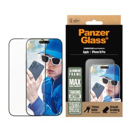 PanzerGlass Displayschutzglas &raquo;Aluminum Frame Screen Protection&laquo; f&uuml;r Apple iPhone 16 Pro Displayschutzfolie, Schutzfolie, Bildschirmschutz, kratz- & 