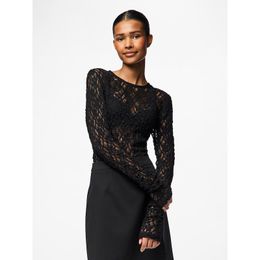 Pieces Damen Pieces Spitzenshirt &raquo;PCHAZEL LS LACE TOP NOOS&laquo; schwarz XS